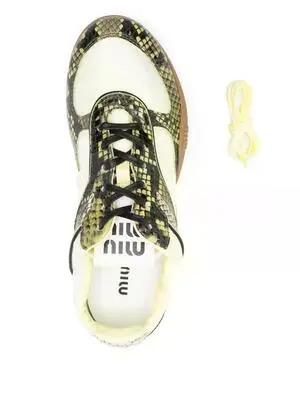 Miu Miu Snakeskin-effect Panelled Sneakers