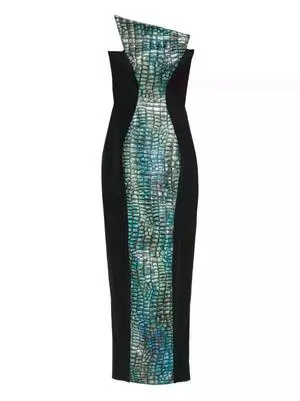 MITILIANE COUTURE Embossed Leather Strapless Dress