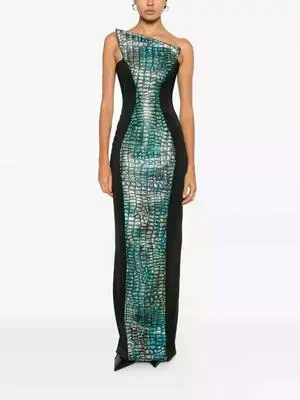 MITILIANE COUTURE Embossed Leather Strapless Dress