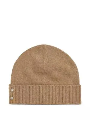 Ralph Lauren Ribbed Button Beanie - Brown