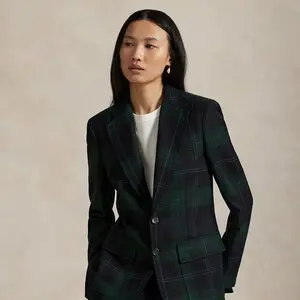 Ralph Lauren Single-breasted Plaid Wool Blazer