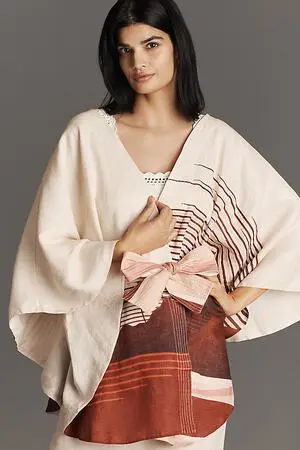 Juan De Dios Cavalo Linen Reversible Poncho Top