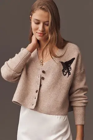 Anthropologie Raven Cardigan Sweater - Stone