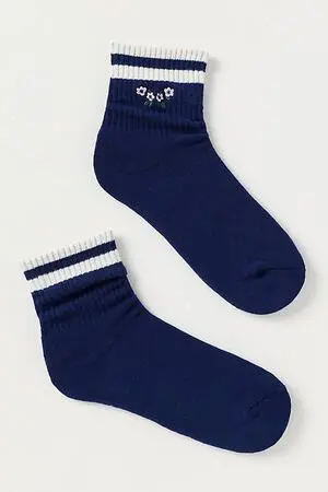 Anthropologie Floral Crew Socks - Navy