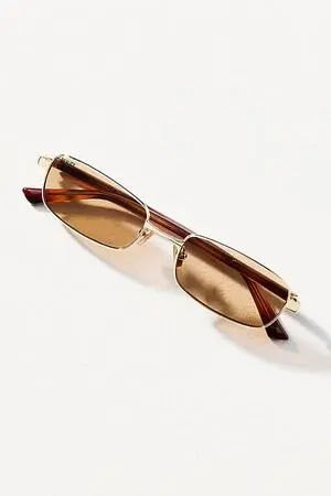 REALITY EYEWEAR Slim Rectangle Metal Sunglasses - Gold