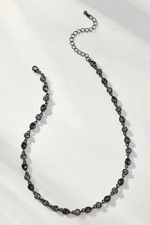 Anthropologie Short Crystal Necklace - Gunmetal