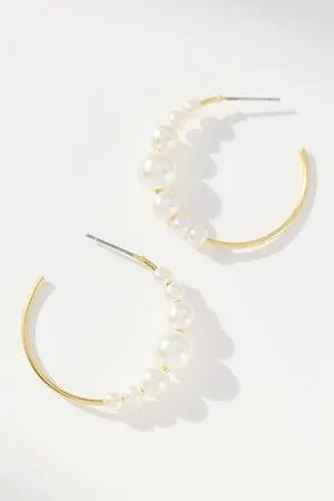 Anthropologie Hoop Earrings - Pearl