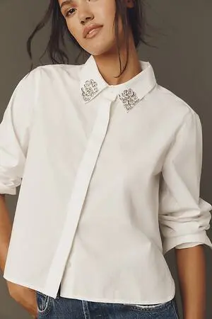 MOTHER Embellished Buttondown Shirt - White
