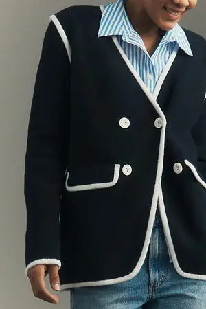 NVLT Knit Double-breasted Blazer Jacket