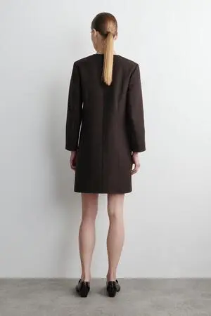 Cos Long-sleeved Wool Mini Dress - Brown