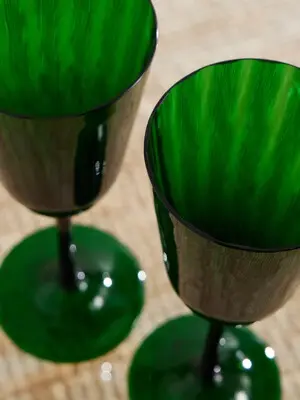 La DoubleJ Rainbow Set Of Two Murano Glass Wine Glasses - Green