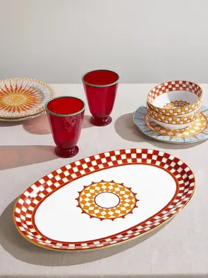 La DoubleJ Gold-trimmed Painted Porcelain Platter