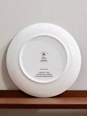 La DoubleJ The Dragon Gold-trimmed Porcelain Decorative Plate
