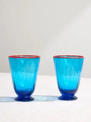 La DoubleJ Rainbow Set Of Two Murano Glasses - Blue