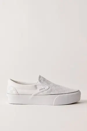 VANS Checkered Metallic Platform Slip-ons - Metallic Silver