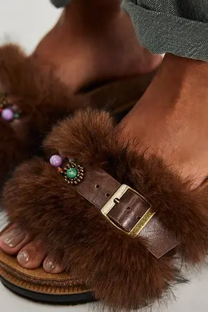 Free People Faux Fur Slides