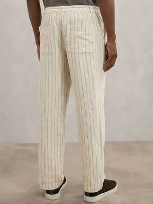 LES DEUX Linen-cotton Stripe Trousers