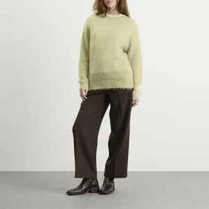Auralee Mohair Knit Pullover - Light Khaki