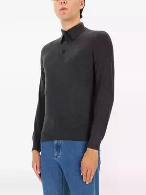 Zegna Long Sleeve Polo Shirt - Grey