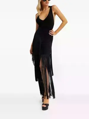 Herve Leger Fringed Asymmetric Skirt