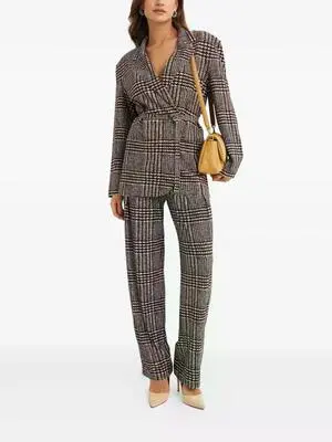 Norma Kamali Pleated Houndstooth Trousers