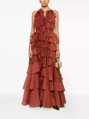 Aje Cleo Ruffled Tiered Maxi Dress - Orange