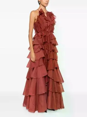 Aje Cleo Ruffled Tiered Maxi Dress - Orange