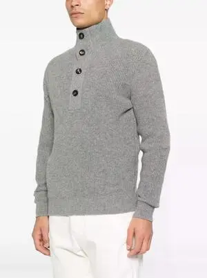 FILIPPO DE LAURENTIIS Buttoned Funnel-neck Sweater