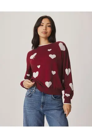 Splendid Heart-print Crewneck Sweater - Black