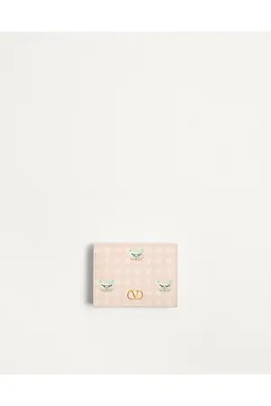 Valentino Garavani Vlogo Signature Wallet In Le Chat De La Maison Grainy Calfskin - Pink