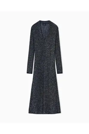 Giorgio Armani Viscose And Lurex Knit Long Cardigan With Sequins