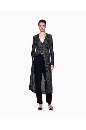Giorgio Armani Viscose And Lurex Knit Long Cardigan With Sequins