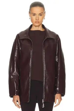 COURREGES Maxi Bomber Jacket - Burgundy