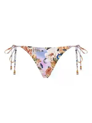 Agua Bendita Floral-print Bikini Bottoms - Neutrals