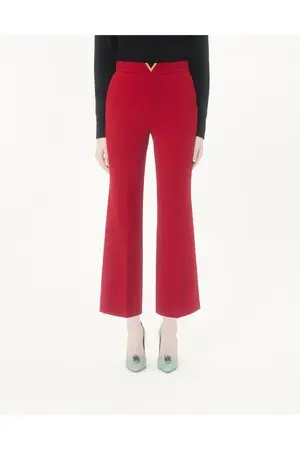 Valentino Garavani Wool Crepe Pants With V Gold
