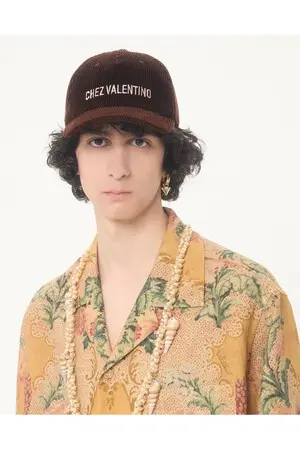 Valentino Garavani Chez Embroidered Velvet Baseball Cap - Natural