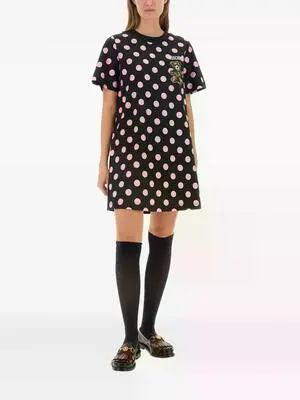 Moschino Polka-dot Teddy-print Midi Dress