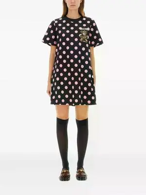 Moschino Polka-dot Teddy-print Midi Dress