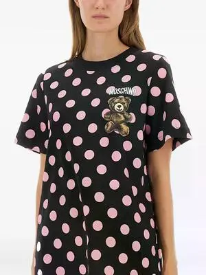 Moschino Polka-dot Teddy-print Midi Dress