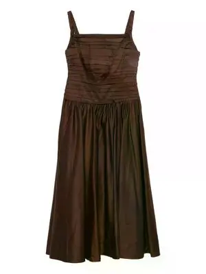 Aje Star Pleated Midi Dress - Brown