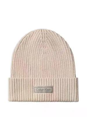 Calvin Klein Ribbed Knit Beanie - Neutrals
