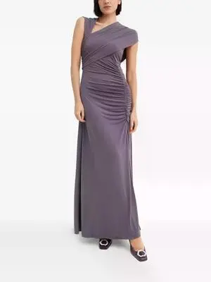 Herve Leger Asymmetric Ruched Maxi Dress