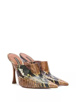 Roberto Cavalli Python-print Heeled Mules