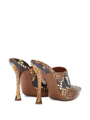 Roberto Cavalli Python-print Heeled Mules