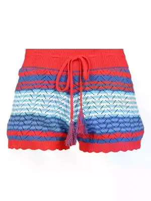 GALLO Striped Shorts With Tassel Detail - Red