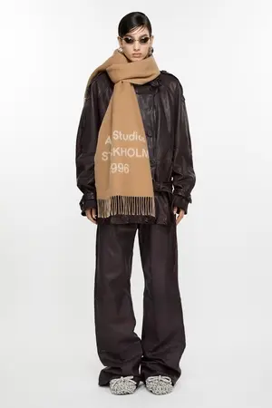 Acne Studios Camel/ecru Logo Jacquard Scarf Camel,ecru