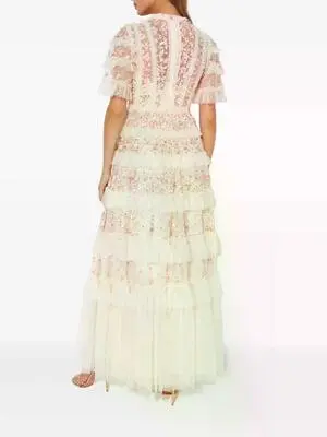 NEEDLE & THREAD Floral-embroidered Maxi Dress