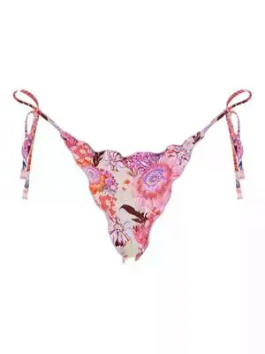 Agua Bendita Alegria Floral-Print Bikini Bottoms Neutrals
