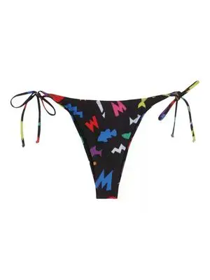 Moschino Graphic-print Bikini Bottom - Black