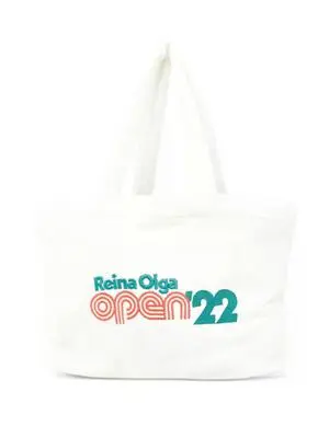 REINA OLGA Logo-embroidered Beach Bag - White
